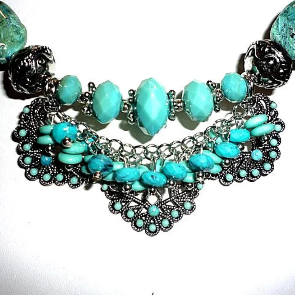 Treska | Jewelry | Treska Coil Beaded Necklace Wire Back Earrings Set ...